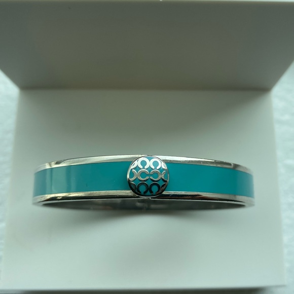 Coach | Jewelry | Coach Bangle Bracelet Light Blue Green Round Coach ...